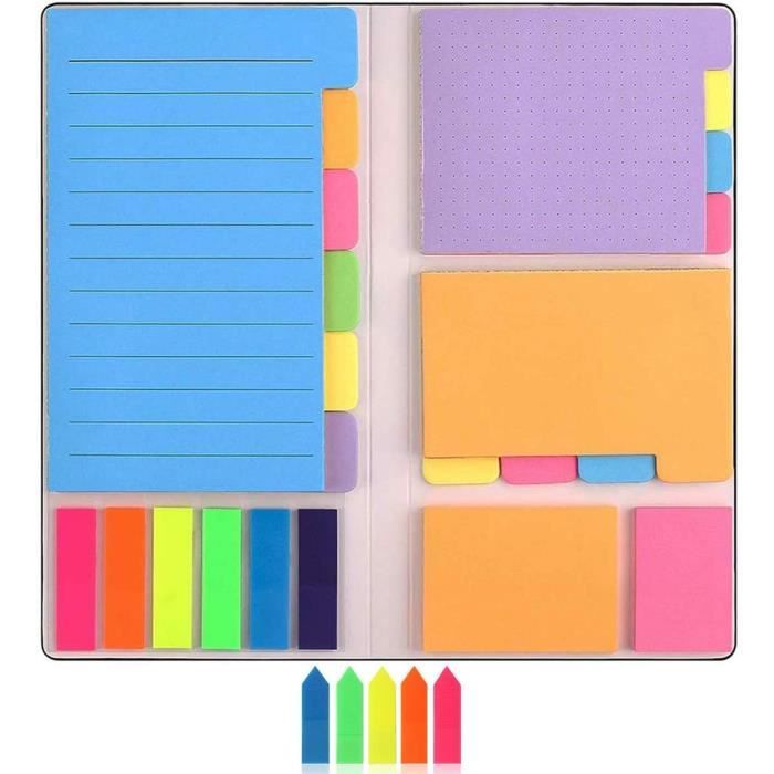 Lot de 500 Notes Autocollantes, 7 Types Post It, Avec Étiquettes ...