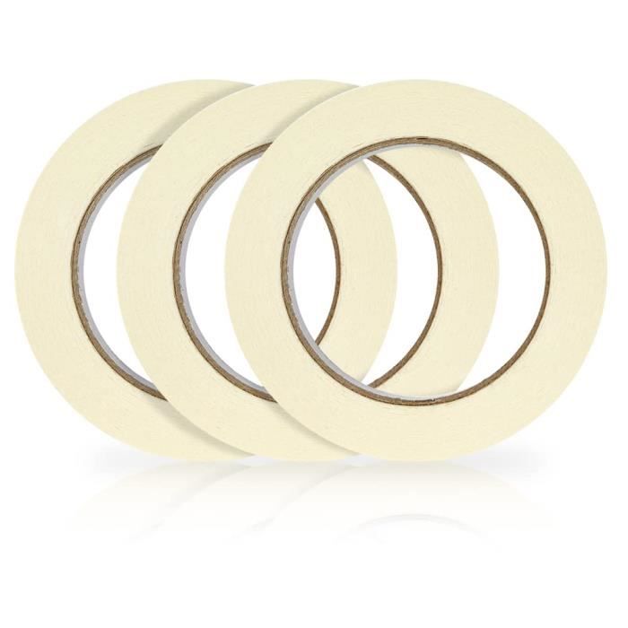 3 rouleaux Ruban de masquage, 12 mm x 50 m Bande Scotch de Protectionen ...