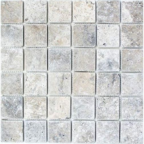 Travertin Carrelage Mosaïque Pierres Sol Mur Pierre Naturelle Medio Gris Clair Argent Beige ...