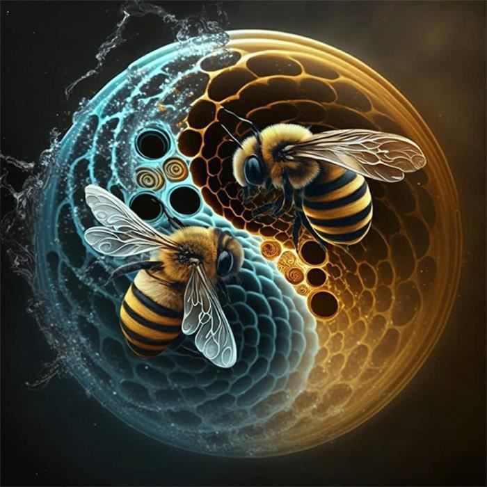 Broderie Diamant Kit Complet Yin Yang Abeille Bricolage Diamond ...