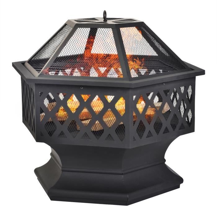 3 en 1 Brasero Exterieur de Jardin Terrasse en Acier avec Grille pour ...