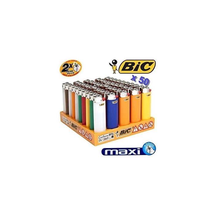 BIC J26 - BI- Bic - Set présentoir de 50 Briquets Maxi Bic J26 - 50 Grands briquets dans leur ...