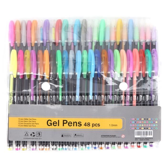Stylo à colorier 48pcs stylo de coloriage pastel fluorescent en métal ...