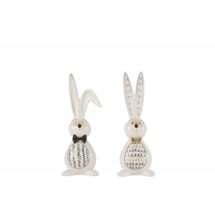 Set de 2 lapins en céramique blanc et or 9x8x28 cm - Cdiscount Maison
