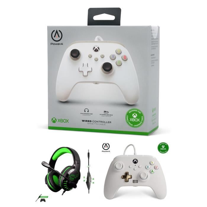 Manette Xbox One-S-X-PC Blanche Mist Edition Spéciale + Casque Gamer ...