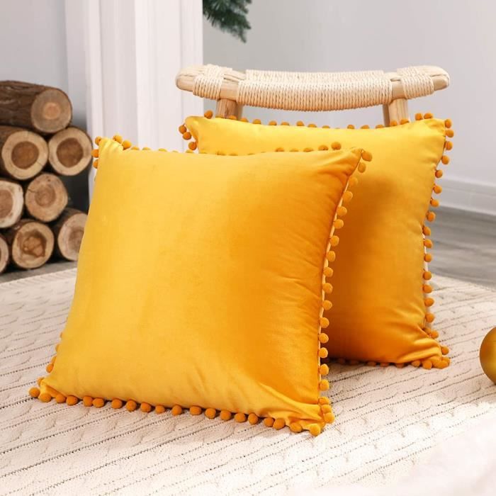 Topfinel Lot 2 Housse de Coussin Jaune Moutarde 40x40 cm pour Salon ... Topfinel Lot 2 Housse de Coussin Jaune Moutarde 40x40 cm pour Salon ...