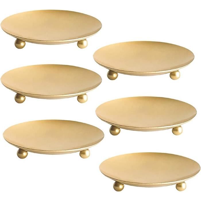 6 Pièces Iron Candle Plate, Plaque De Bougie Décorative Pilier En Fer ...