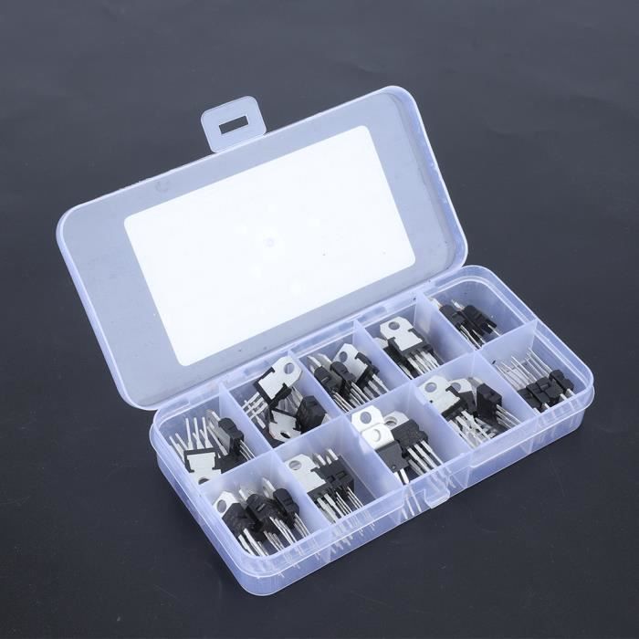 Kit d'assortiment de transistors 50 pièces, régulateur de tension de générateur de courant élevé ...