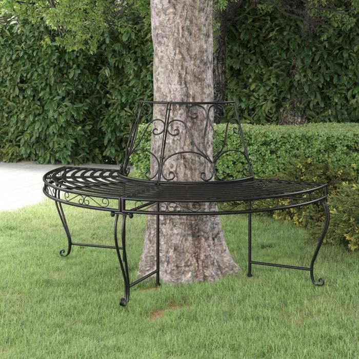 SAL Banc demi-circulaire tour d'arbre Ø160 cm Noir Acier 7324976784768 ...