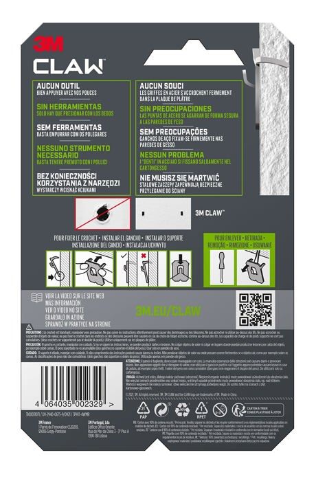 Crochet - 3M - 3PH11-4WMR - Acier trempé - 4 pièces - 11 kg max ...