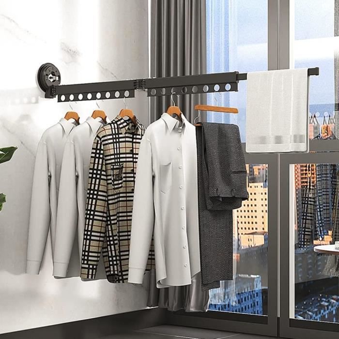 Porte Cintre Mural Rabattable Étendoir Mural En Acier Aluminium Support ...