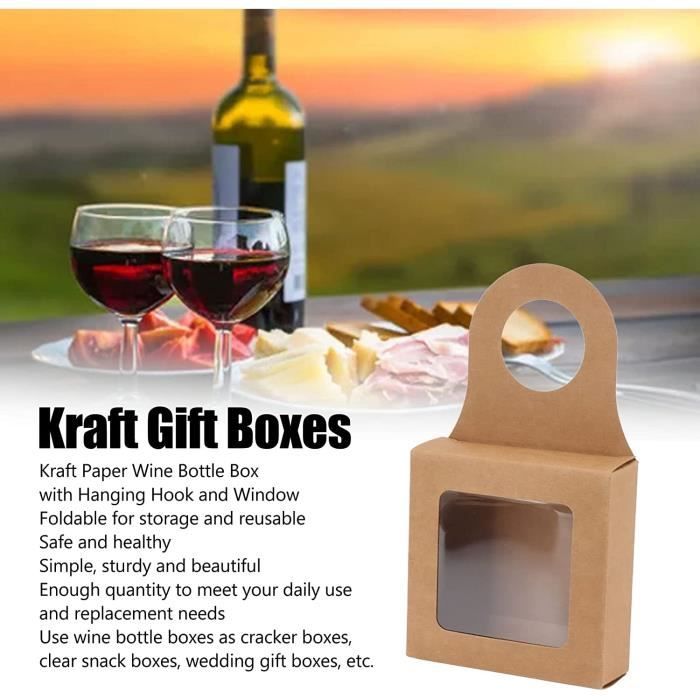 25 pièces boîte de bouteille de vin en papier Kraft avec fenêtre à ...