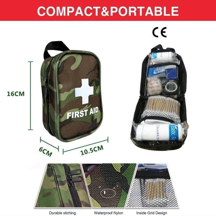 Kit de Survie Catastrophe, Trousse de Premier Secours, Mini Boîte Médical, 168 Pièces Sac de ...