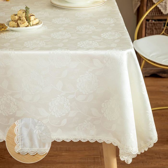 Nappe Texturée Imperméable Bordure en Dentelle Rectangulaire Tissu ...