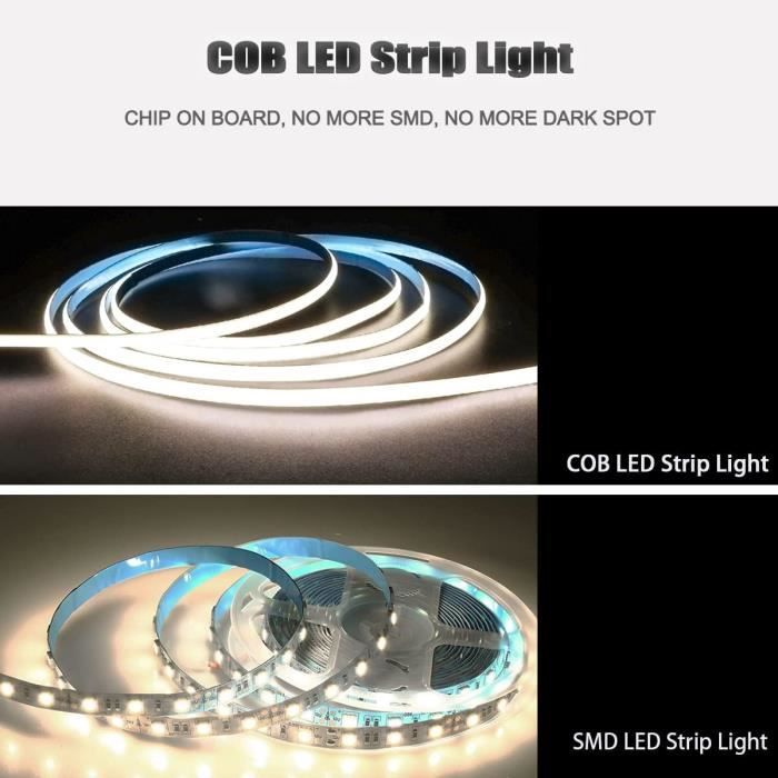 Ruban Led 12V Cob, 5Mm De Large Ultra Fin, Bande Led 5M 384 Leds-M ...