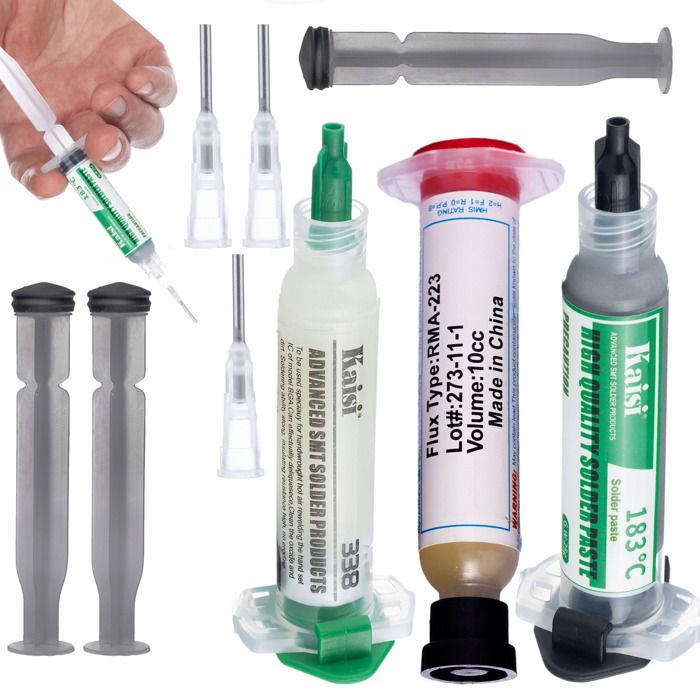 Kit de soudure Rosfix Flux 338 + Etain Liquide 183°C +2x piston ...