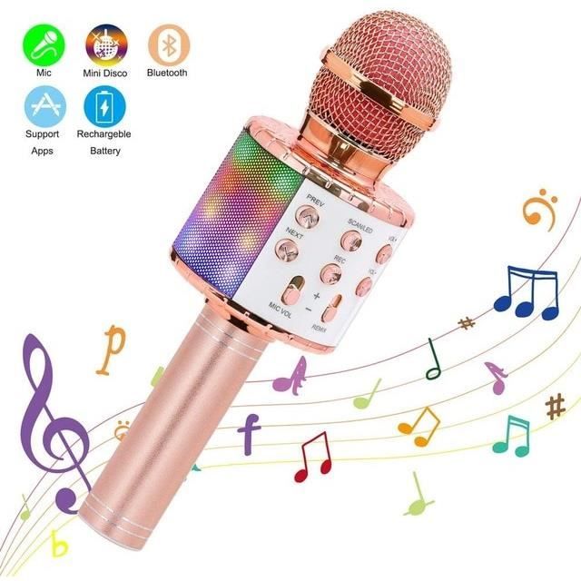 Led Rose rouge - Microphone karaoké sans fil Bluetooth, avec haut ...