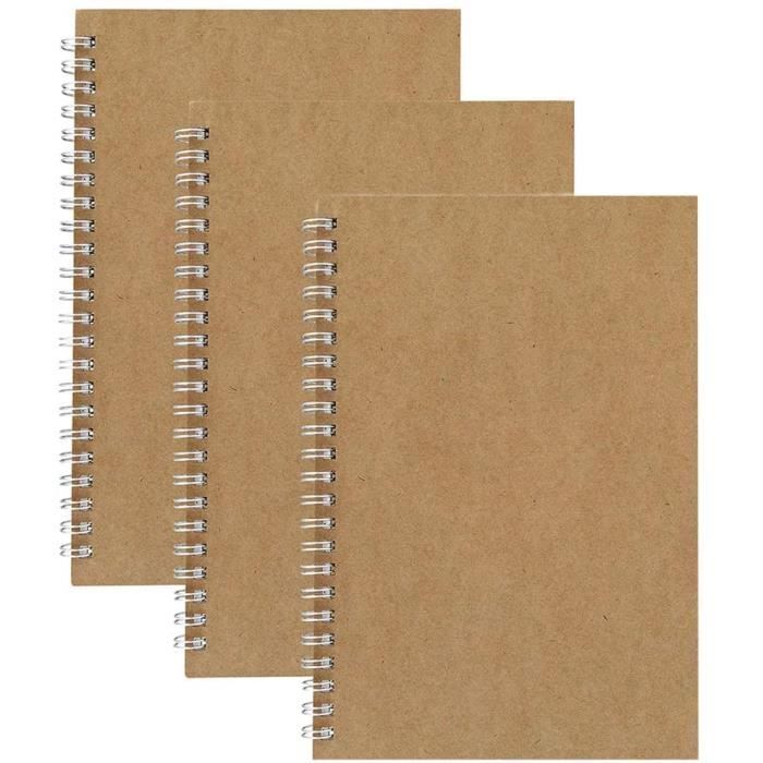 Lot de 3 cahiers à spirale A5 avec quadrillage 5 mm et pages ...