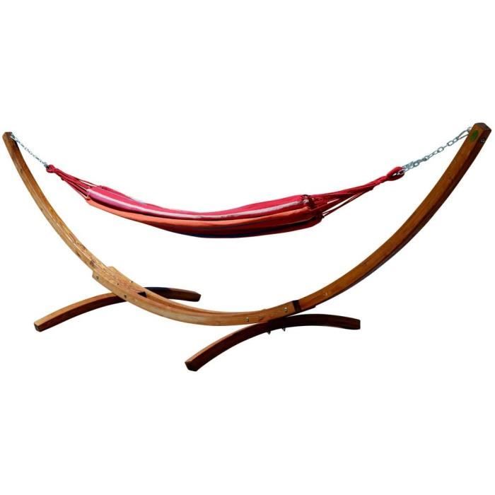 400cm Structure hamac XXL Structure Bois mélèze Marron foncé avec hamac ...