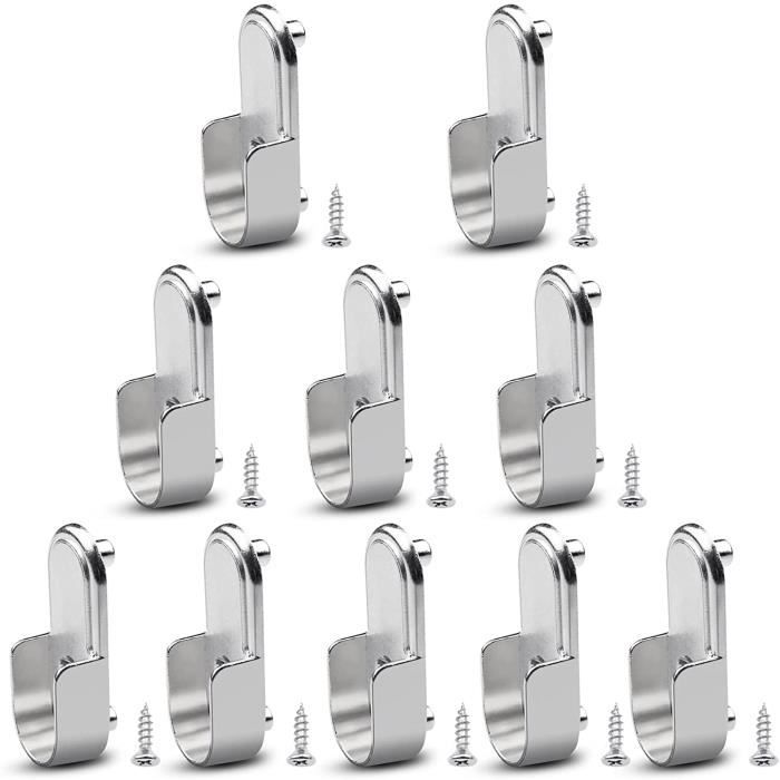 10 Supports d'Extrémité de Rail de Garde-Robe Ovales Support Tringle ...