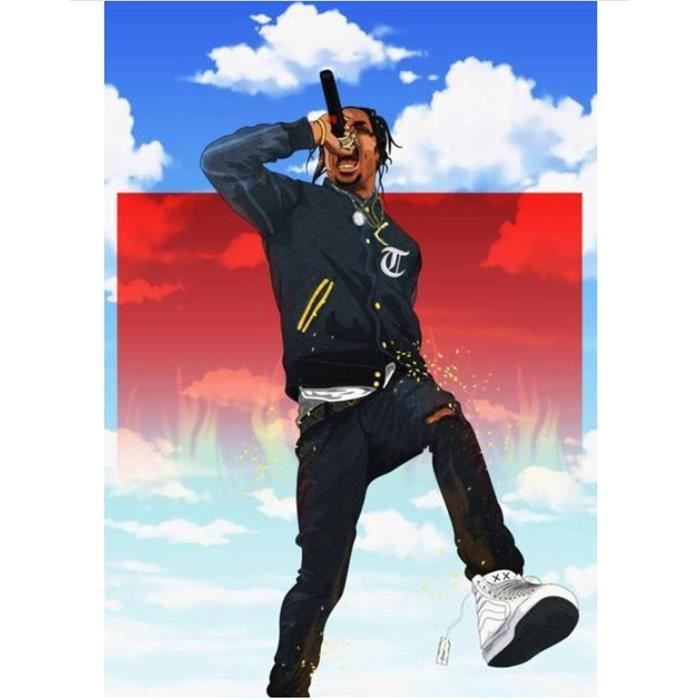 JIUBING Canvas Poster Rapper Travis Scott Poster Alternative Abstract ...