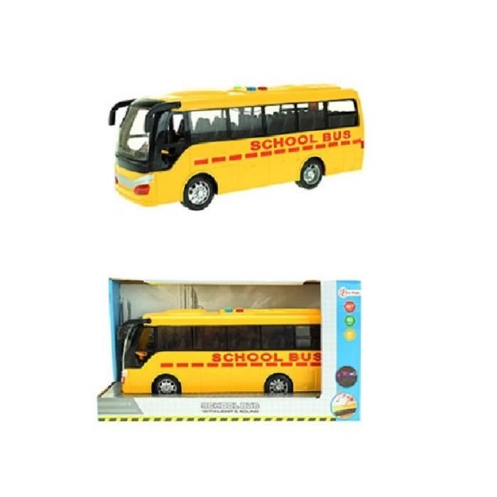 JOUET ENFANT BUS SCOLAIRE JAUNE A FRICTION SON ET LUMIERE 30 CM ...