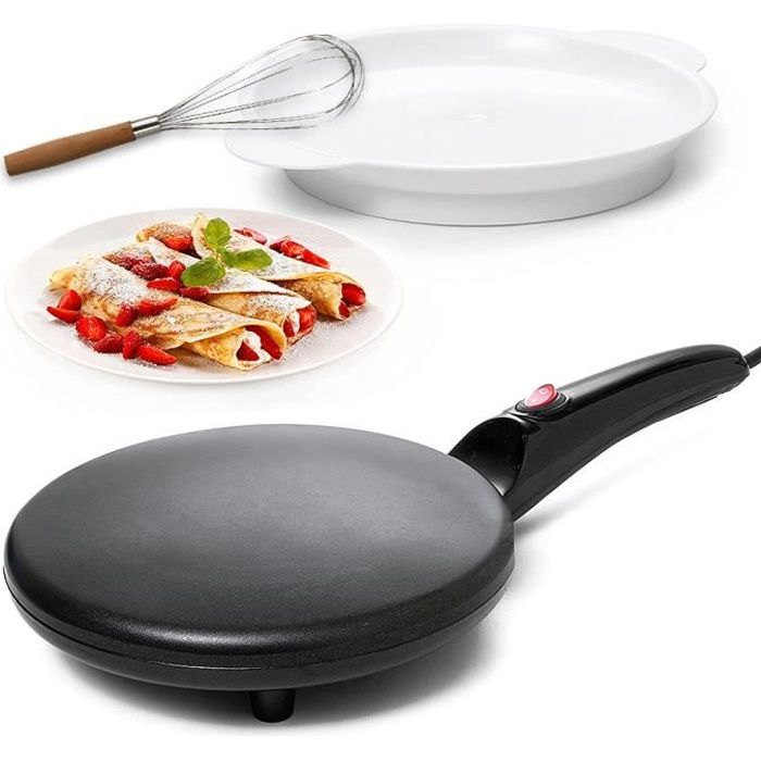 Crêpière électrique avec Poignée-800 W-Plaque en Aluminium avec ...