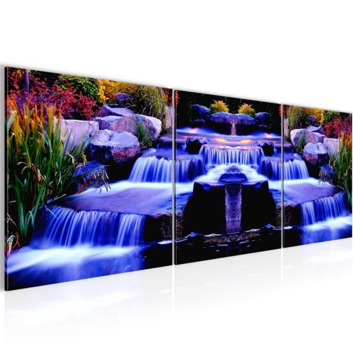 Runa art Tableau Décoration Murale Cascade 120x40 cm - 3 Panneaux Deco ...