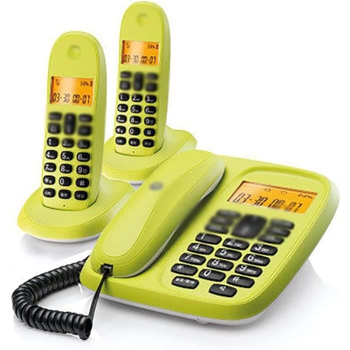 Téléphone Fixe Téléphone sans Fil numérique, Bureau Portable, avec ...
