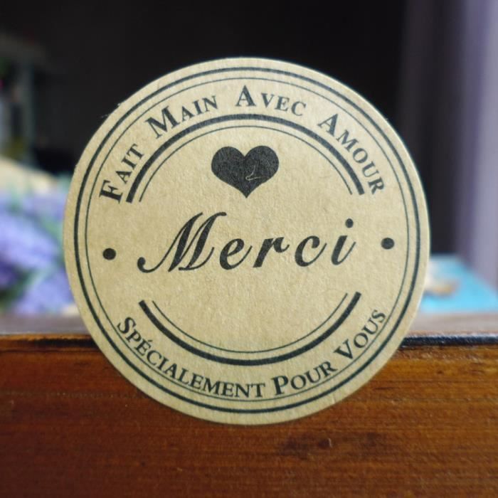 ETIQUETTE ALIMENTAIRE,Merci Stickers--Étiquettes adhésives Merci Kraft ...