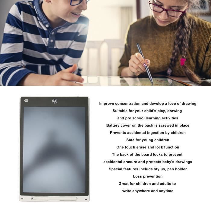 Shipenophy Tablette écrite LCD 10 pouces, Pad d'écriture effaçable ...