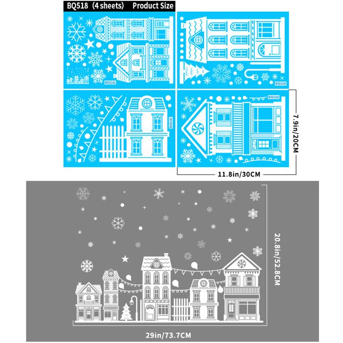 Décorations de Noël, flocons de neige rennes, autocollants statiques ...