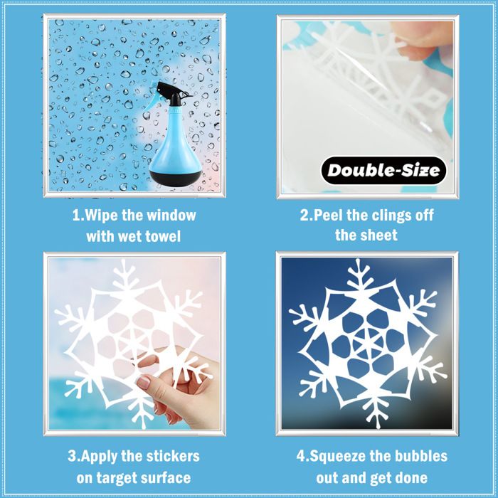 Décorations de Noël, flocons de neige rennes, autocollants statiques ...