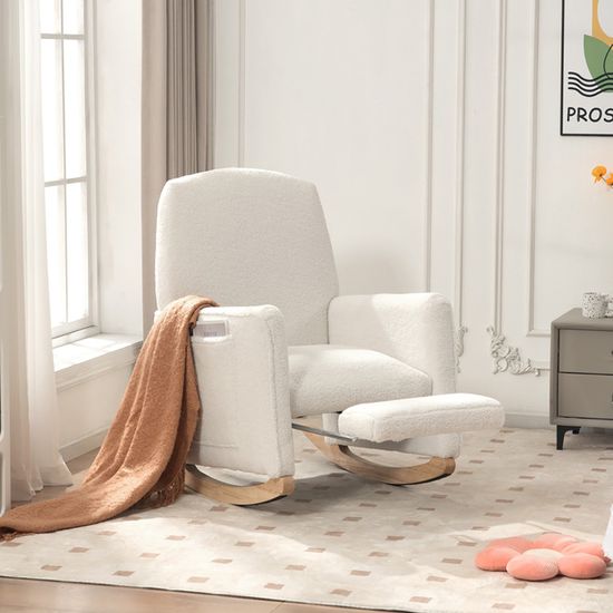 Fauteuil à bascule relax de salon,chaise de repos avec ottomane, avec ...