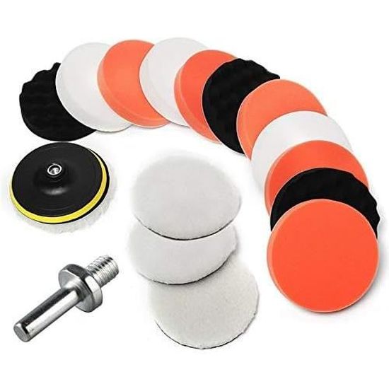 19 Pcs Kit Éponge de Polissage 150mm, Tampons de Polissage en Laine ...
