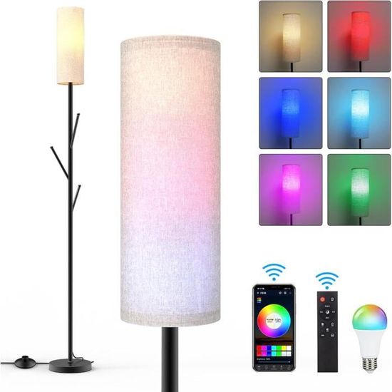 Rgb Lampadaire Led, Lampadaire Sur Pied Salon À Intensité Variable Avec Télécommande & App ...