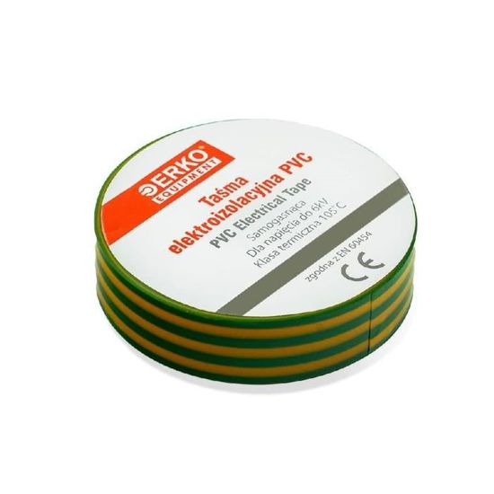 10 unités de ruban d'isolation électrique jaune-vert 15 mm x 10 m, pour ...