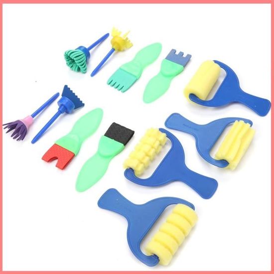 HURRISE Set de pinceaux éponge enfant 12 pièces - Outil peinture enfant ...