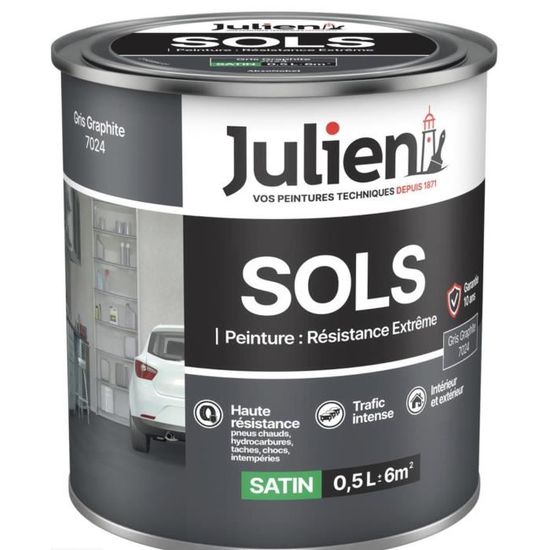Peinture - JULIEN - Sol gris asphalte RAL 7024 - 0.5L - Résistance ...