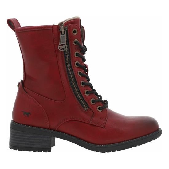 Bottines talon bloc zip Mustang Femme rouge Rouge - Cdiscount Chaussures