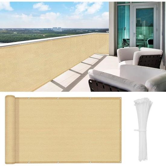 Brise Vue pour Balcon - TRAHOO - HDPE 75x600cm - Pare-Soleil UV ...