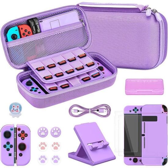 Pack d'Accessoires Switch,Kit d'Accessoires 16 en 1 Comprenant Un Etui ...