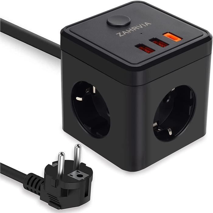 Multiple cube, multiprise murale avec 2 ports usb 1 type-c (20w) et 3 sortie ac, 6 en 1 bloc ...