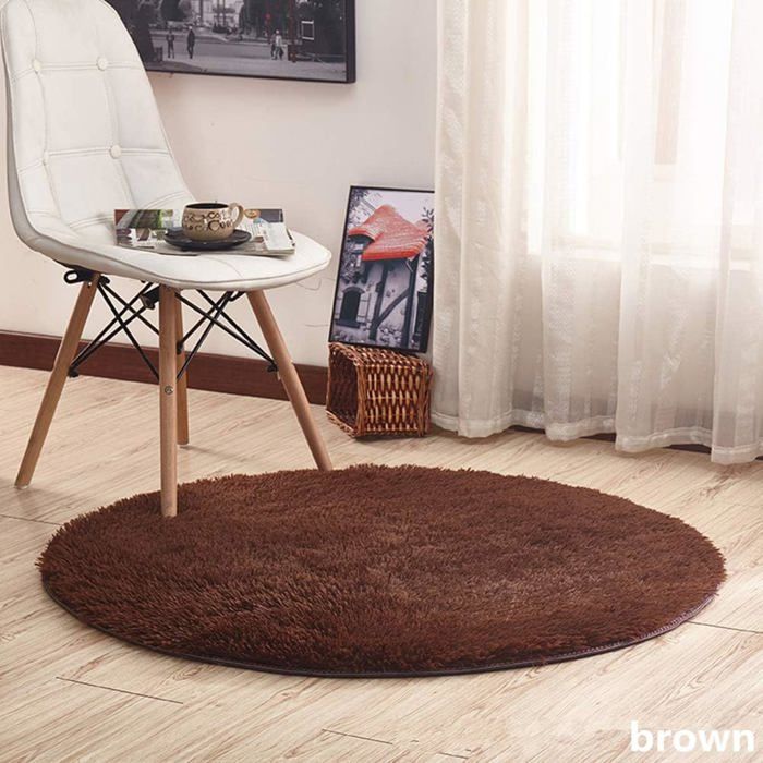 Tapis Rond Lavable 80Cm/100Cm/120Cm/160Cm/200Cm, Interieur Shaggy Anti Slip Chambre À Coucher ...