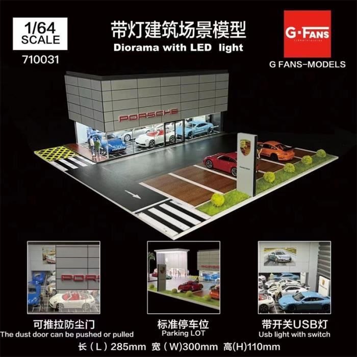 Couleur Centre Porsche Diorama lumineux Led modèle 1:64 pour Apple ...