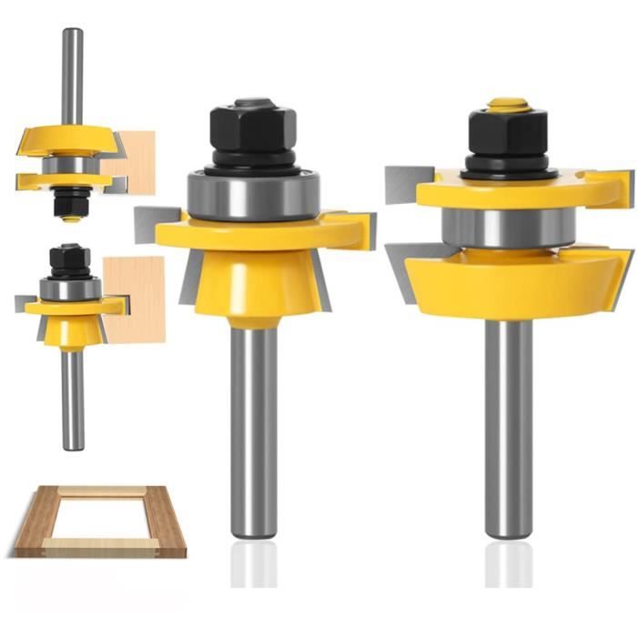 Lot de 2 rainures et fraises à rainurer - Tige Groove et Tongue de 8 mm ...