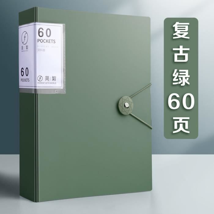 Vert-60P - Sac À Dossiers A4 De 60, 80, 2021 Pages, Livre De Données, Grande Capacité, Dossier ...