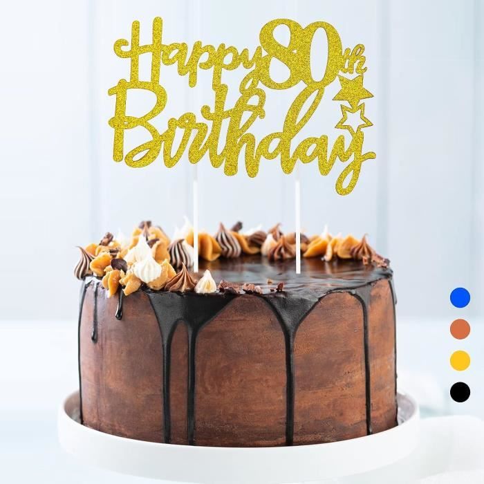 Decoration Gateau Anniversaire 80 Ans,Happy Birthday Cake Topper ...