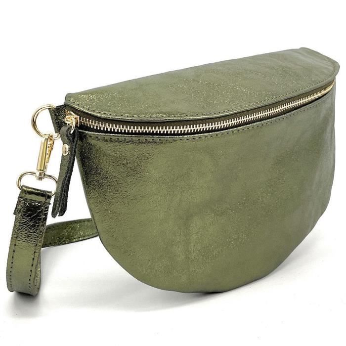 Sac Banane Femme en Cuir Grand Format - Vert Irisé - Taille XL-Matéra ...
