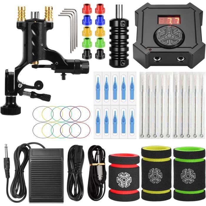 Tattoo Rotary Machine Kit Tattoo Machine Set Black Dial Tattoo Power ...